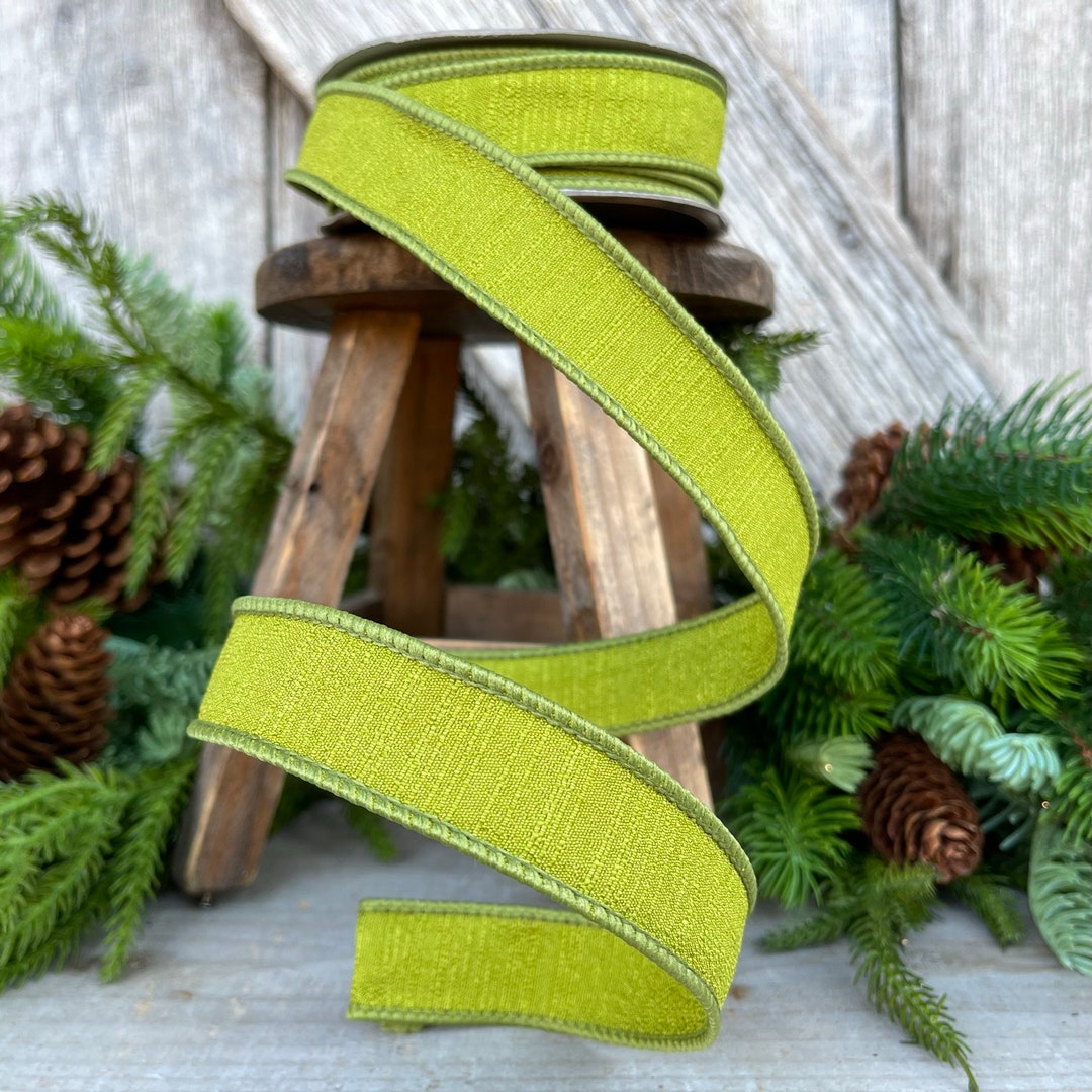 1" Olive Ribbon, Farrisilk Shabby Silk, 1 Inch Ribbon, Olive Green ...