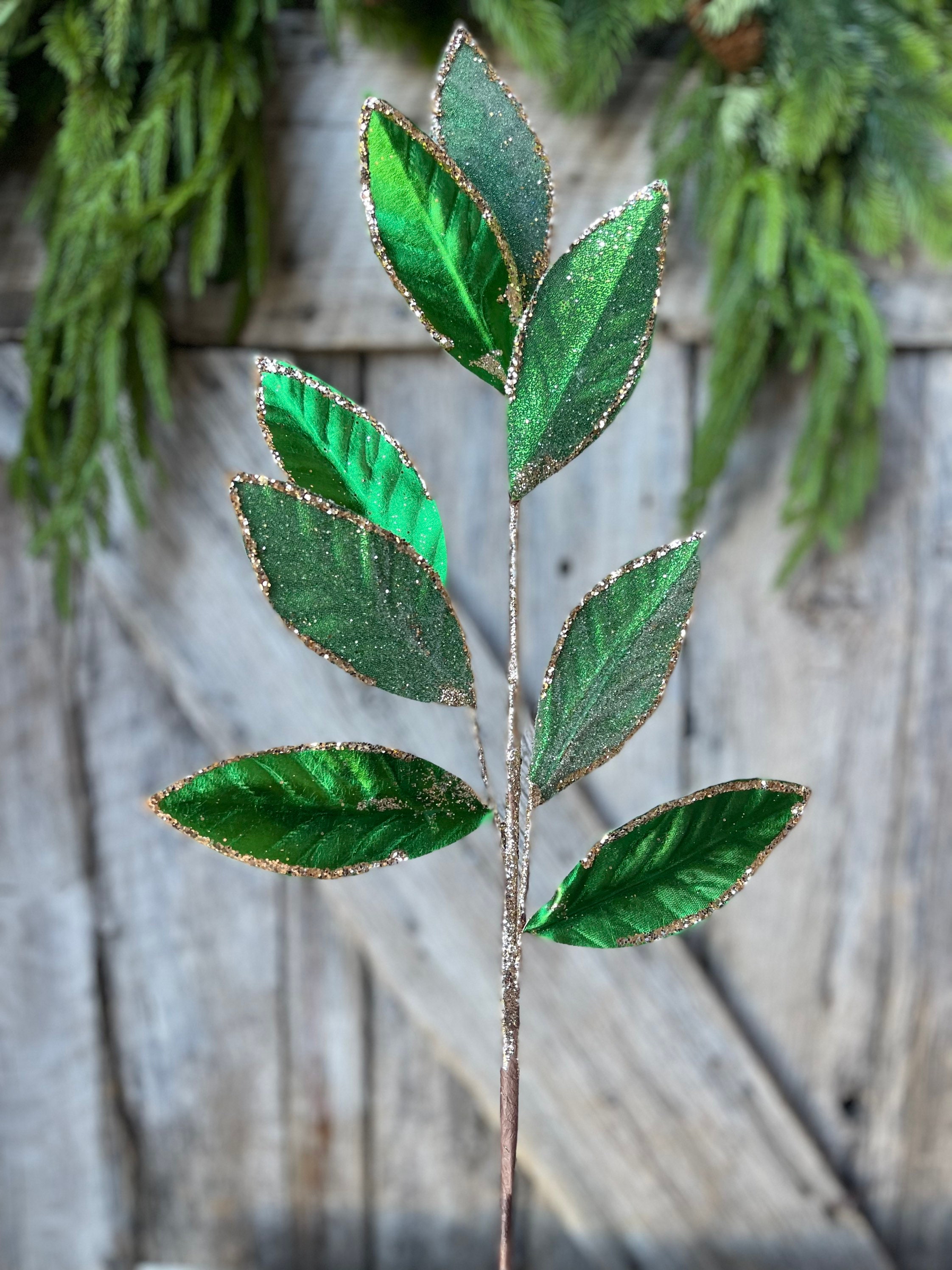 Green Christmas Spray, Christmas Leaves Spray, Christmas Floral Stem ...
