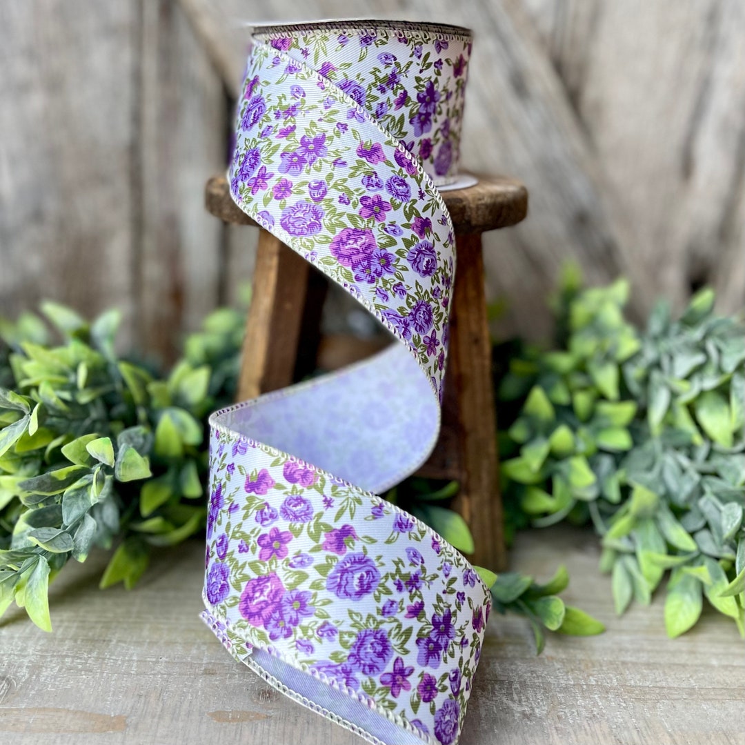 2.5 Purple Lavender Rose Ribbon, Purple Rose Ribbon, Spring Ribbon ...