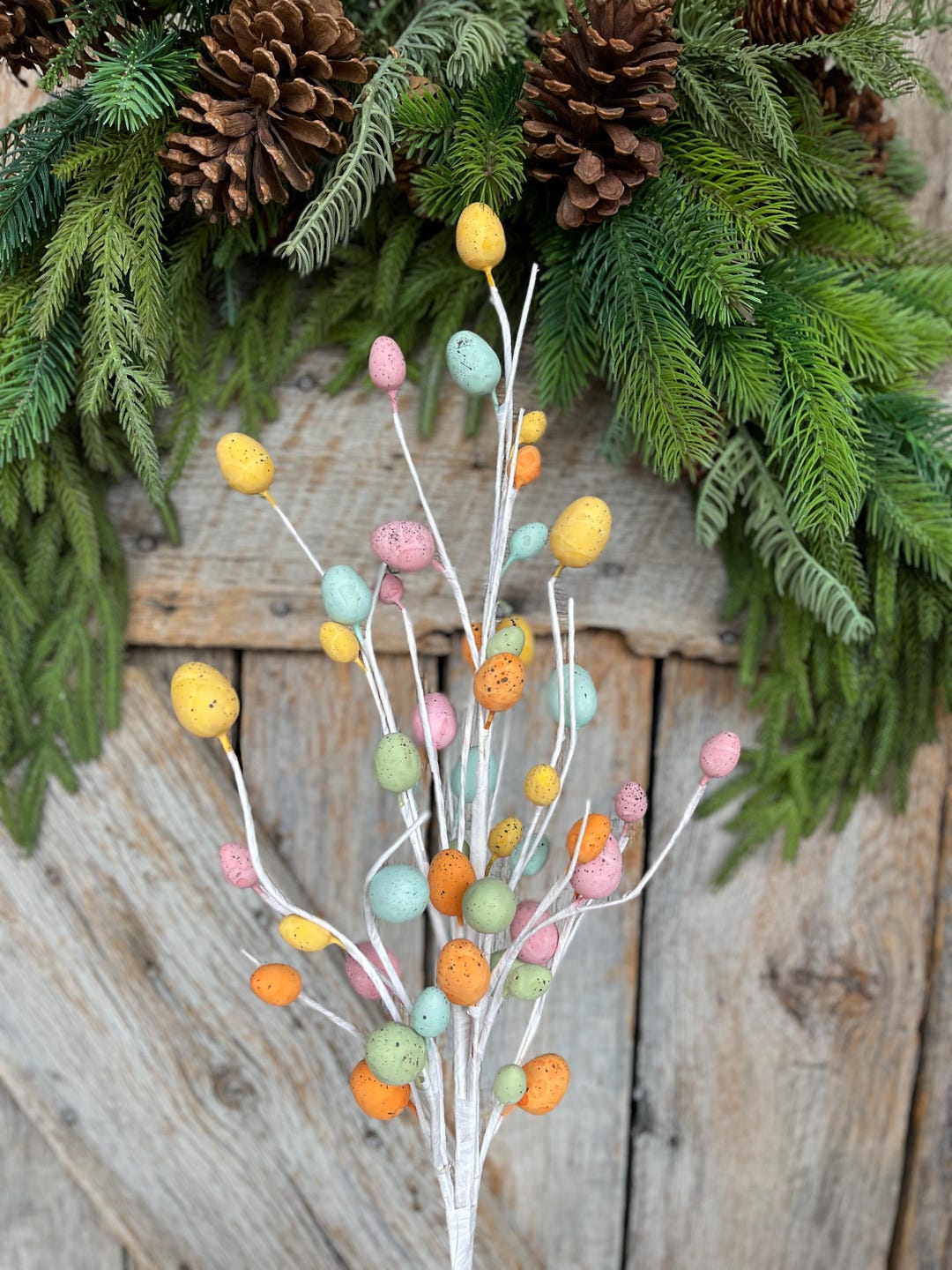 25" Easter Egg Floral Spray, Pastel Egg Pick, Spring Easter Decor - Etsy