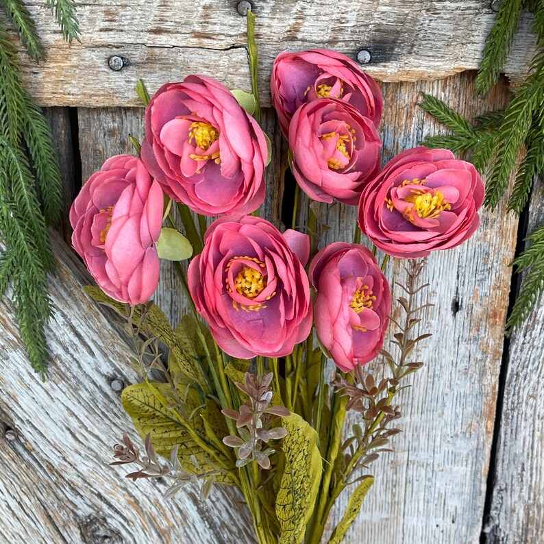 20" Mauve Ranunculus Bush, Fall Floral Bush, Fall Ranunculus Bush ...