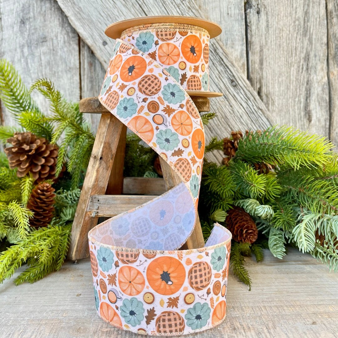 2.5 Pumpkin Wired Ribbon Fall Ribbon Teal Pumpkin - Etsy