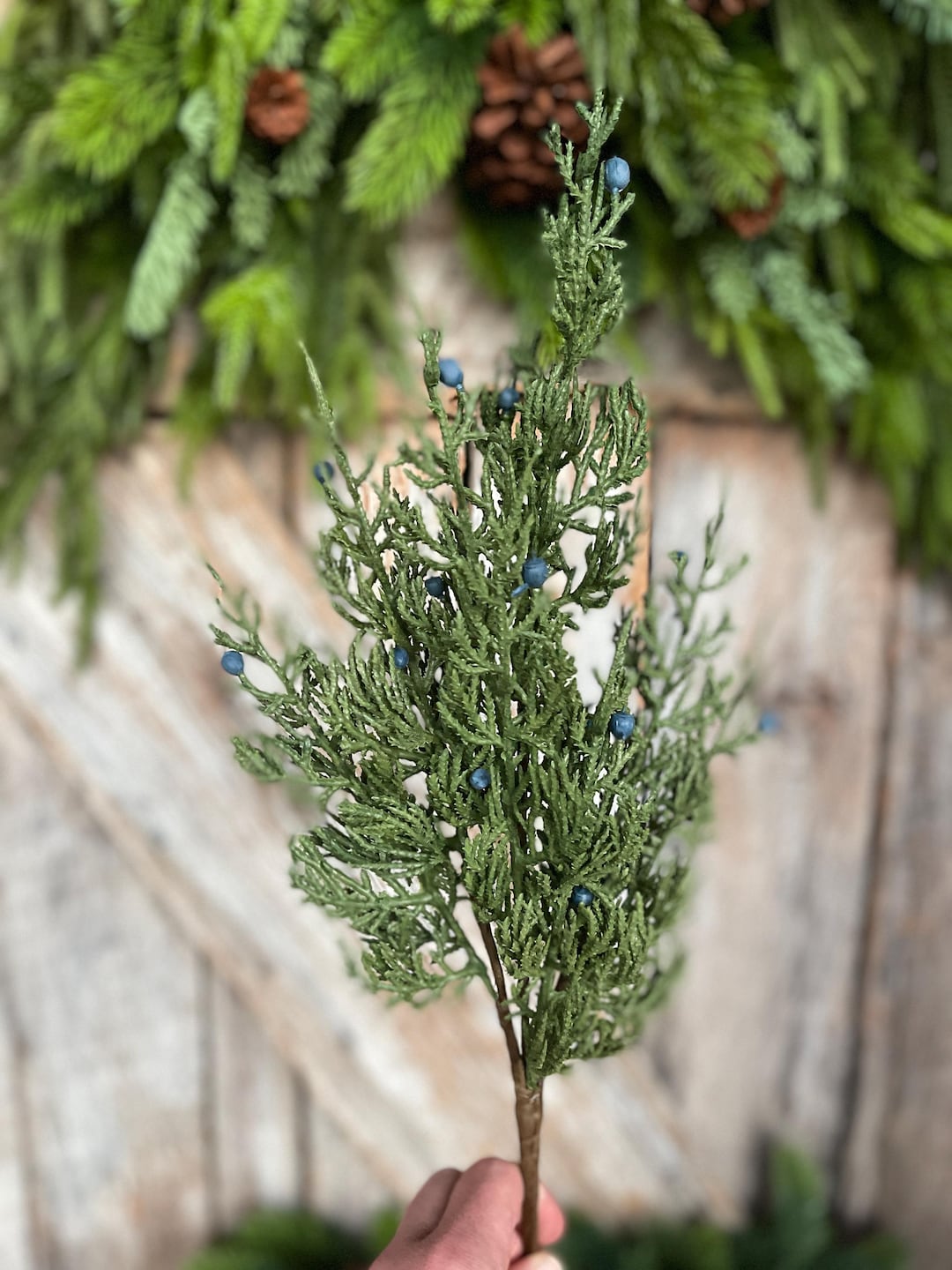18" Juniper Pick, Artificial Juniper Floral Stem, Christmas Greenery - Etsy