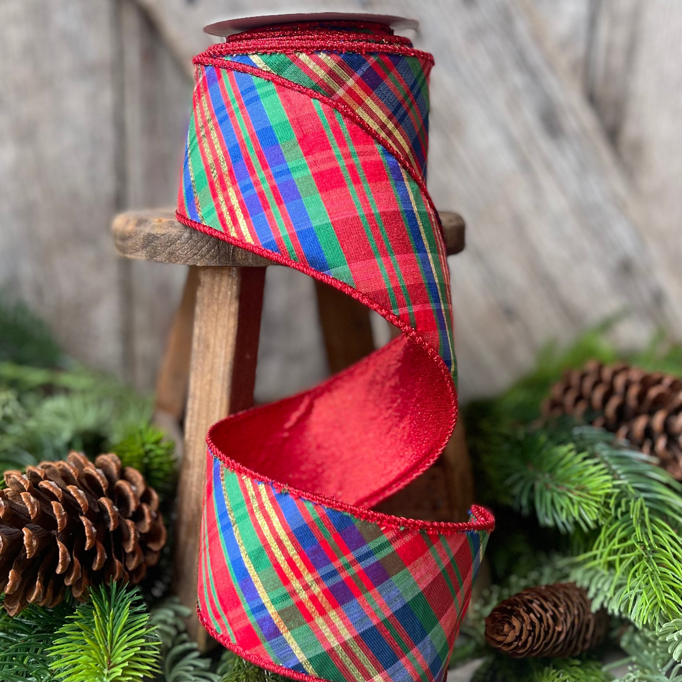 2.5 Chistmas Plaid ribbon, Nutcracker plaid ribbon, Christmas ribbon ...