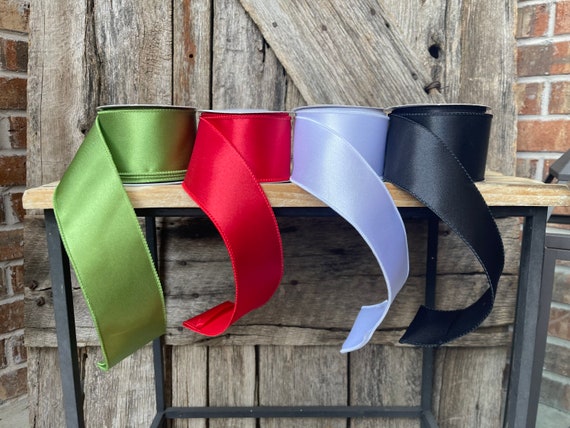 Wired Ribbon Satin Wired Ribbon Red Ribbon Black Ribbon | Etsy