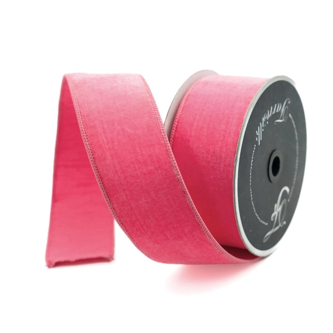 2.5" Bubblegum Pink Velvet Ribbon, Farrisilk Ribbon, Wired Velvet ...