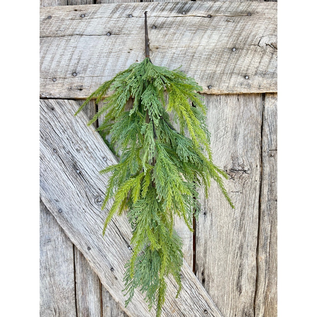 25" Real Touch Cedar Swag, UV Protected Cedar Drop Swag, Christmas ...