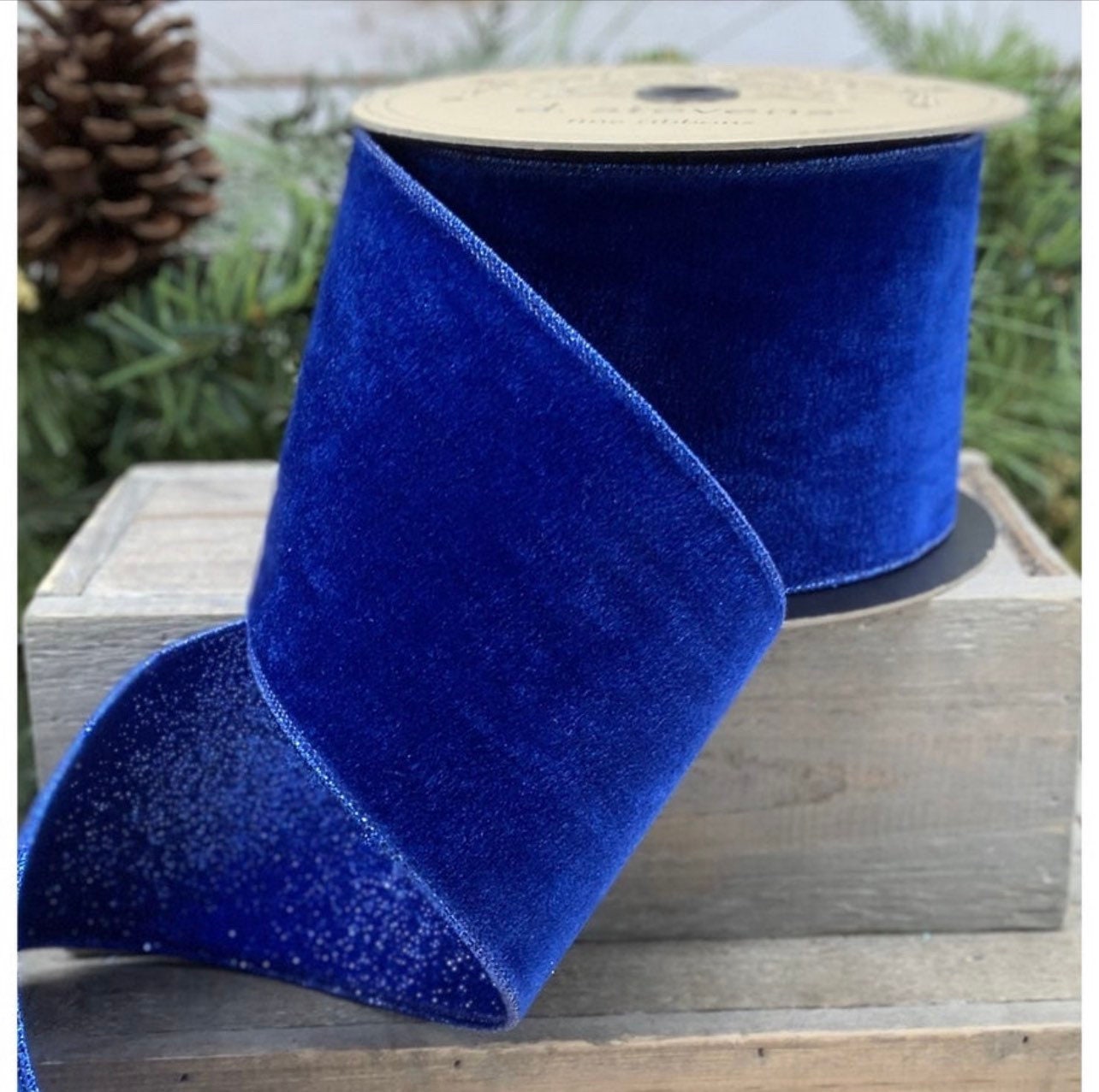 Velvet ribbon, 4 inch ribbon, blue ribbon, luxury ribbon, Christmas ...