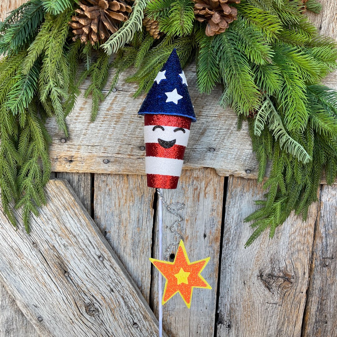 24" Patriotic Rocket Spray, Red White Blue Floral Spray, Patriotic ...