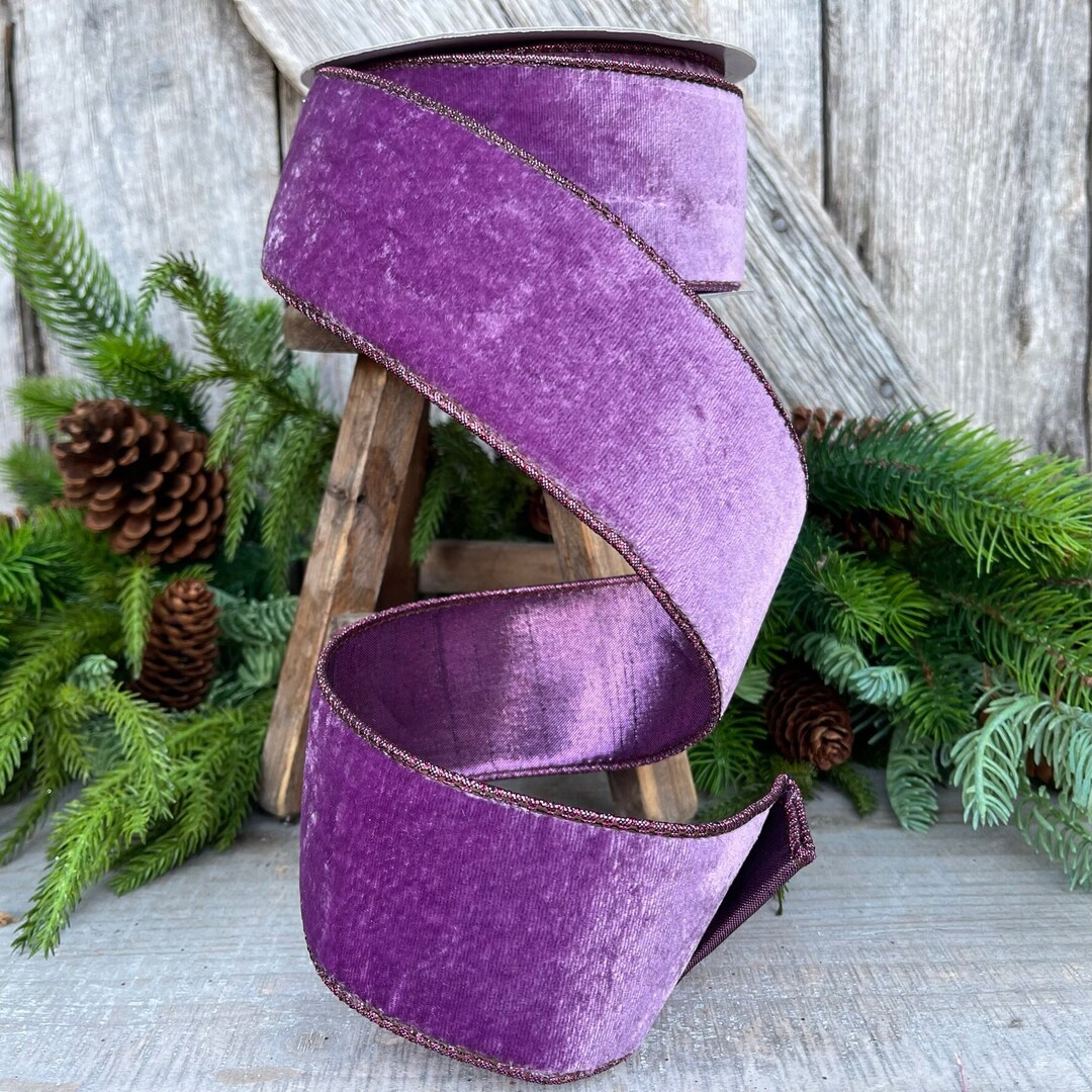 2.5" Puprle Lavender Velvet Ribbon, Wired Ribbon, Velvet Ribbon ...