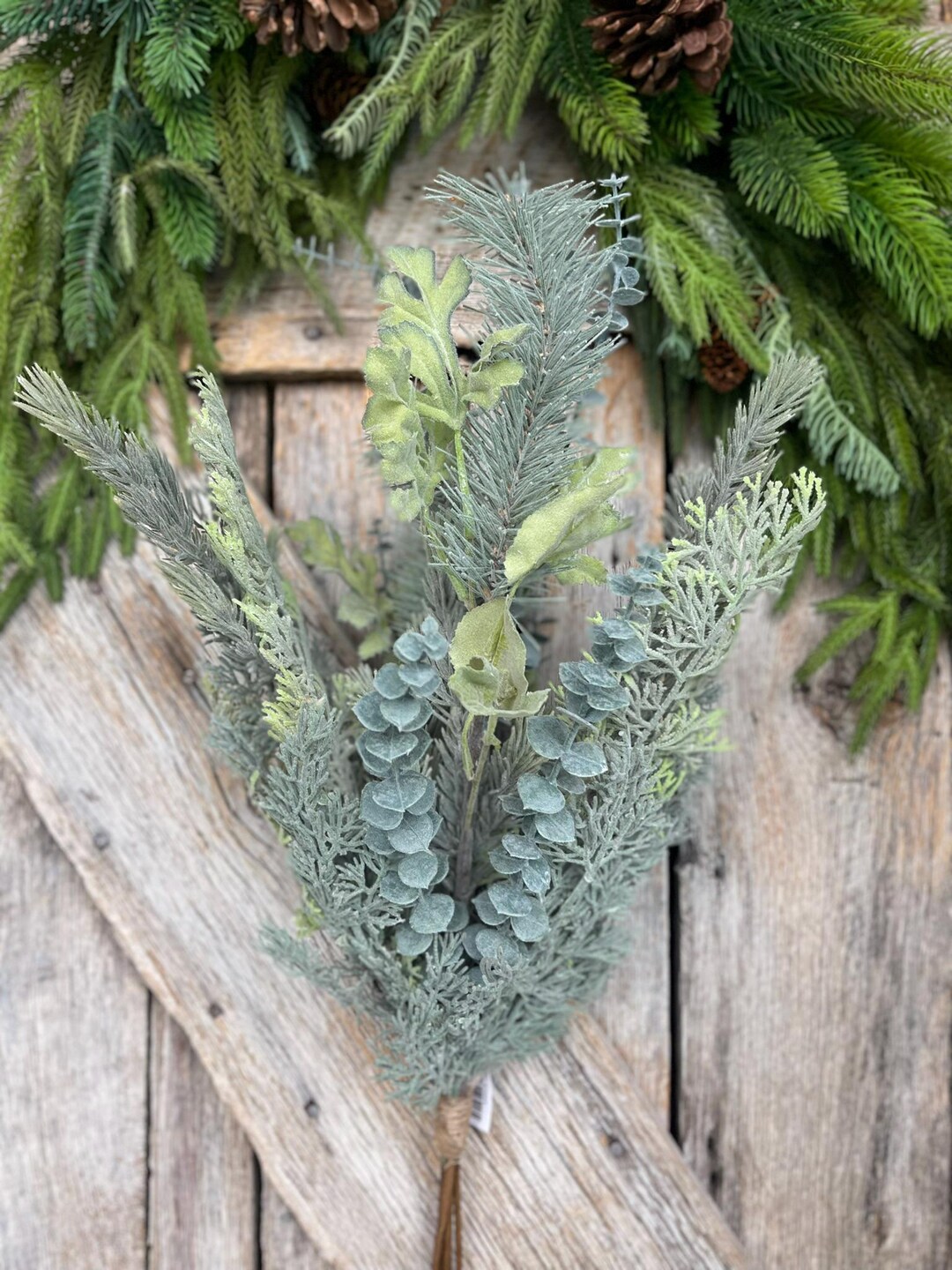 32" Mixed Pine Cypress Bundle, Christmas Greenery, Frosted Pine Cypress ...