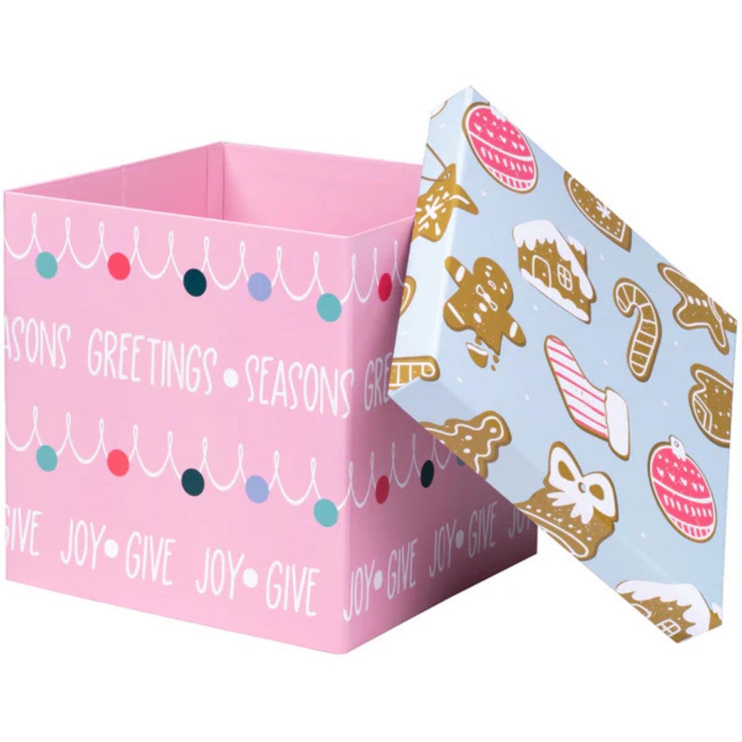 9" X 9" X 9" Collapsable Holiday Gift Box W/ 2-pcs White Tissue Paper ...