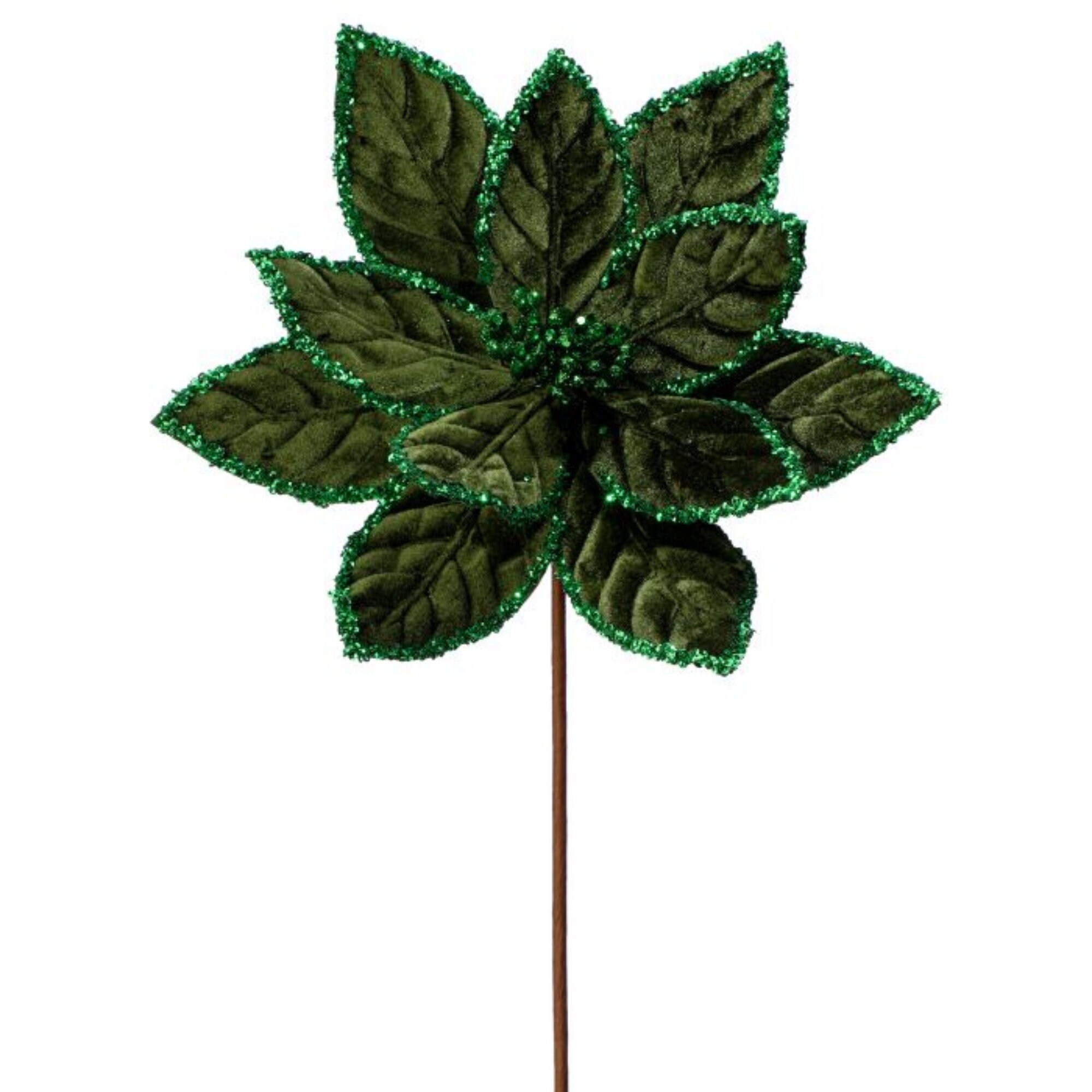24 Emerald Poinsettia, Sequin Border Poinsettia, Poinsettia Stem ...