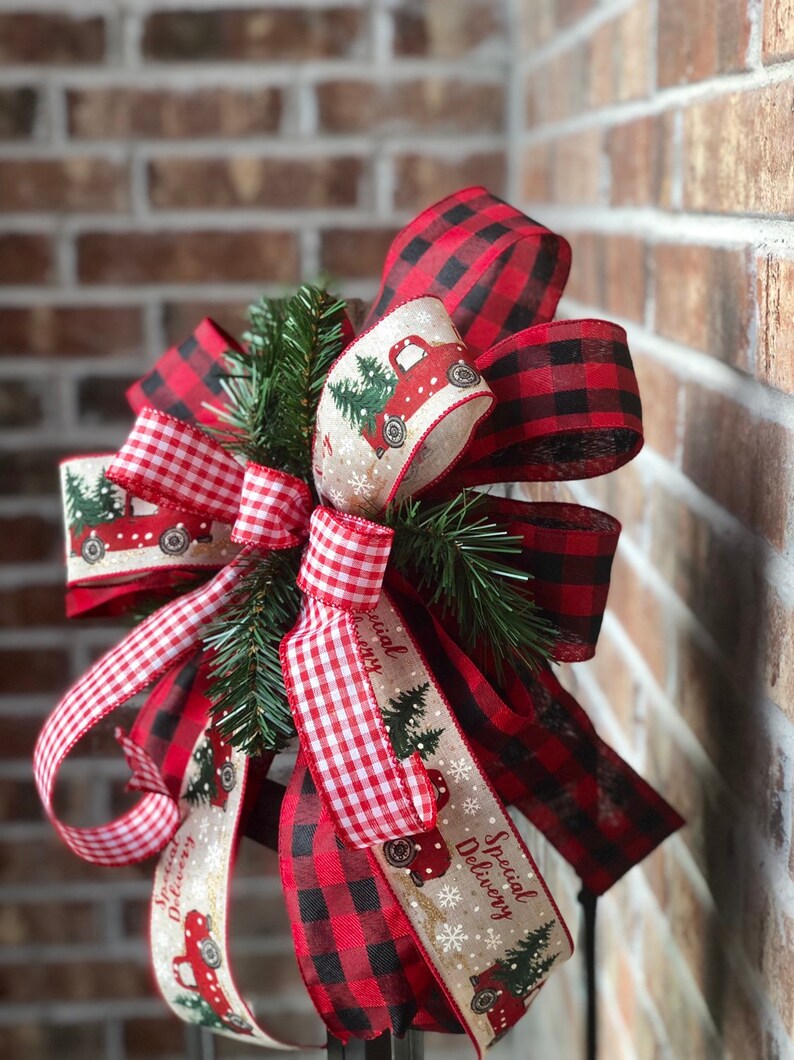 Wreath Bow Lantern Bow Christmas Wreath Bow Lantern Topper Etsy
