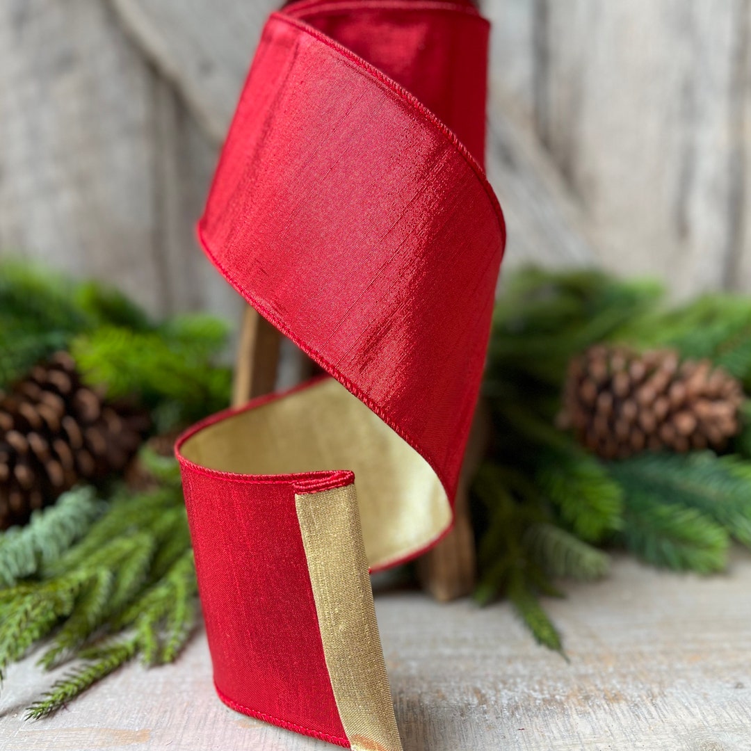 4 Red & Gold Two Tone Luster Ribbon, Farrilk Ribbon, Red Luster Ribbon ...