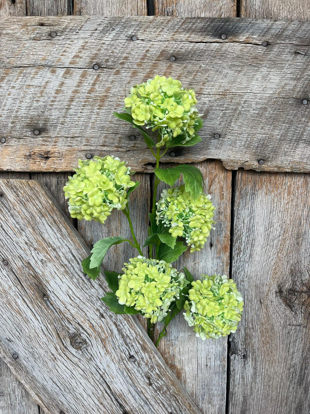 32" Green Snowball Hydrangea Spray, Artificial Hydrangea Florals, Green ...