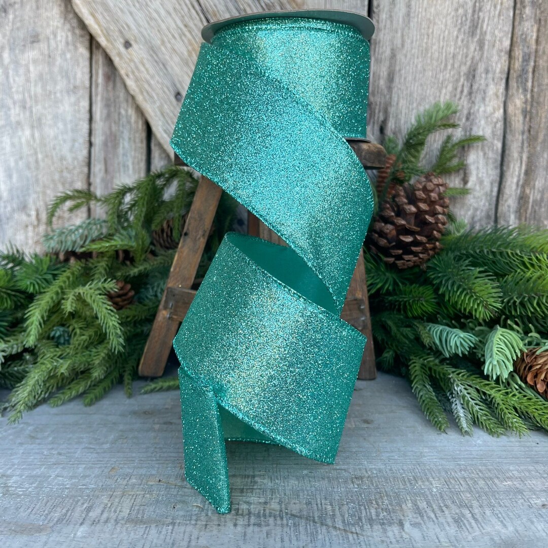 2.5" Teal Blue Diamond Dust Ribbon, Farrisilk Ribbon, Teal Ribbon ...