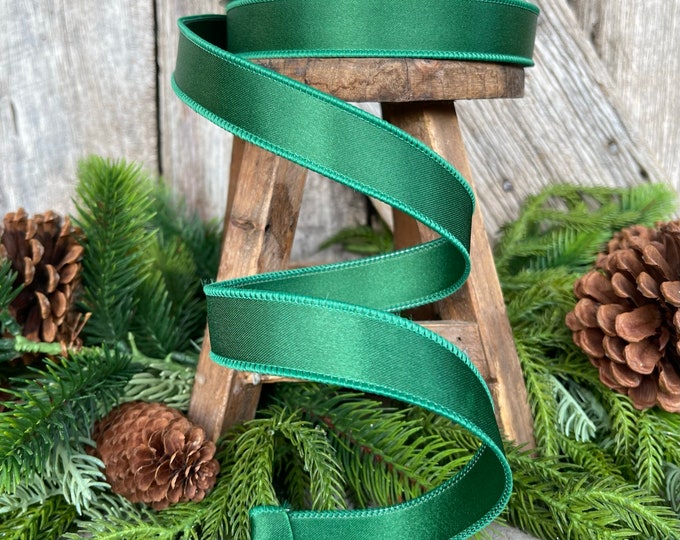 1 Emerald Satin Ribbon Farrisilk Ribbon Wired Ribbon - Etsy