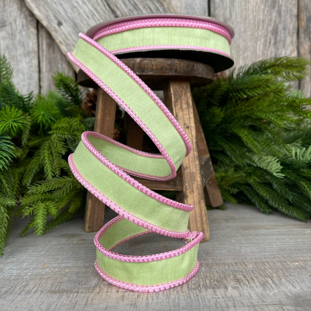 1" Mint Green Pink Sherbert Cord Ribbon, Farrisilk Ribbon, Mint Green ...