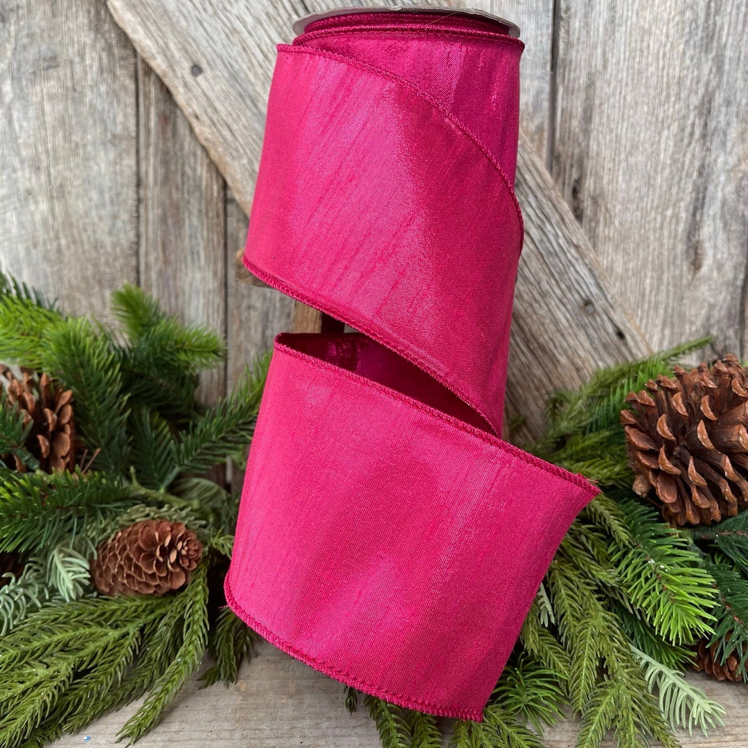 4" Hot Pink Luster Ribbon, Farrisilk Ribbon, Fucshia Ribbon, Wired ...