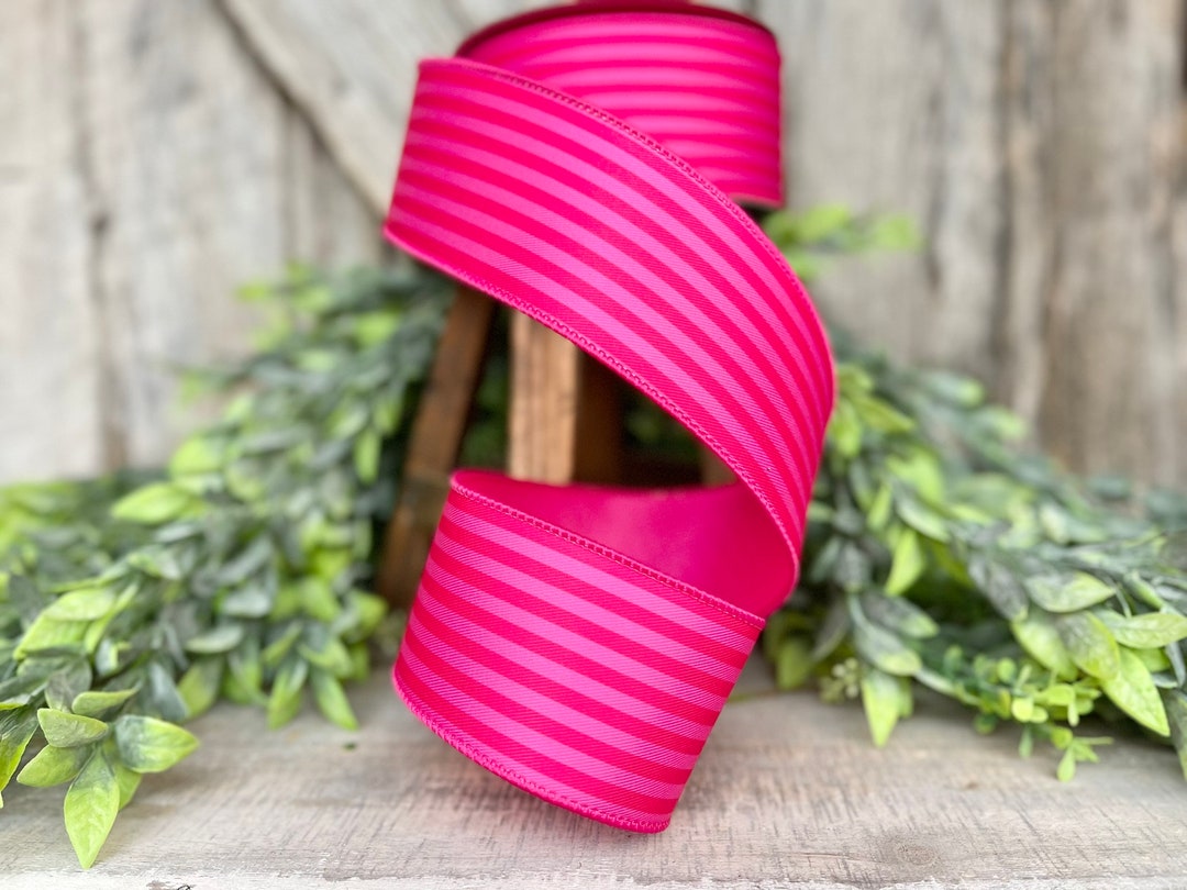 2.5 Hot Pink Monochrome Stripe Ribbon, Farrisilk Ribbon, Designer ...