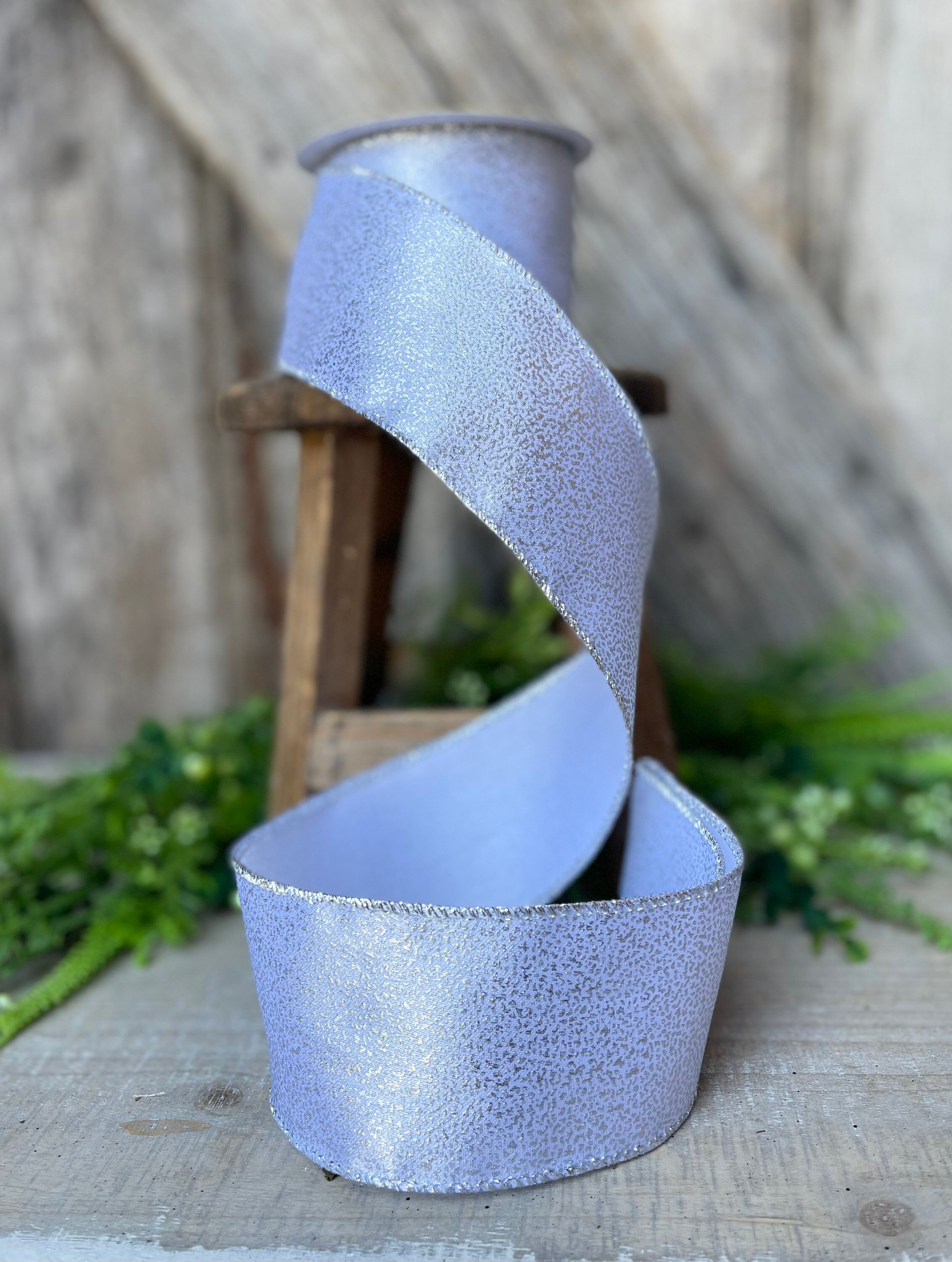 Silver ribbon, silver gold ribbon, metallic ribbon, wreath ribbon ...