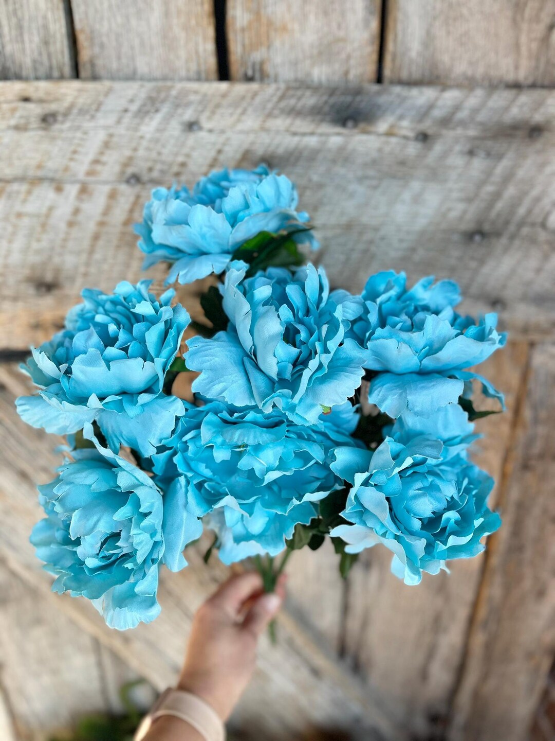 22" Turquoise Floral Bush, Teal Flowers, Aqua Floral, Turquoise Floral ...