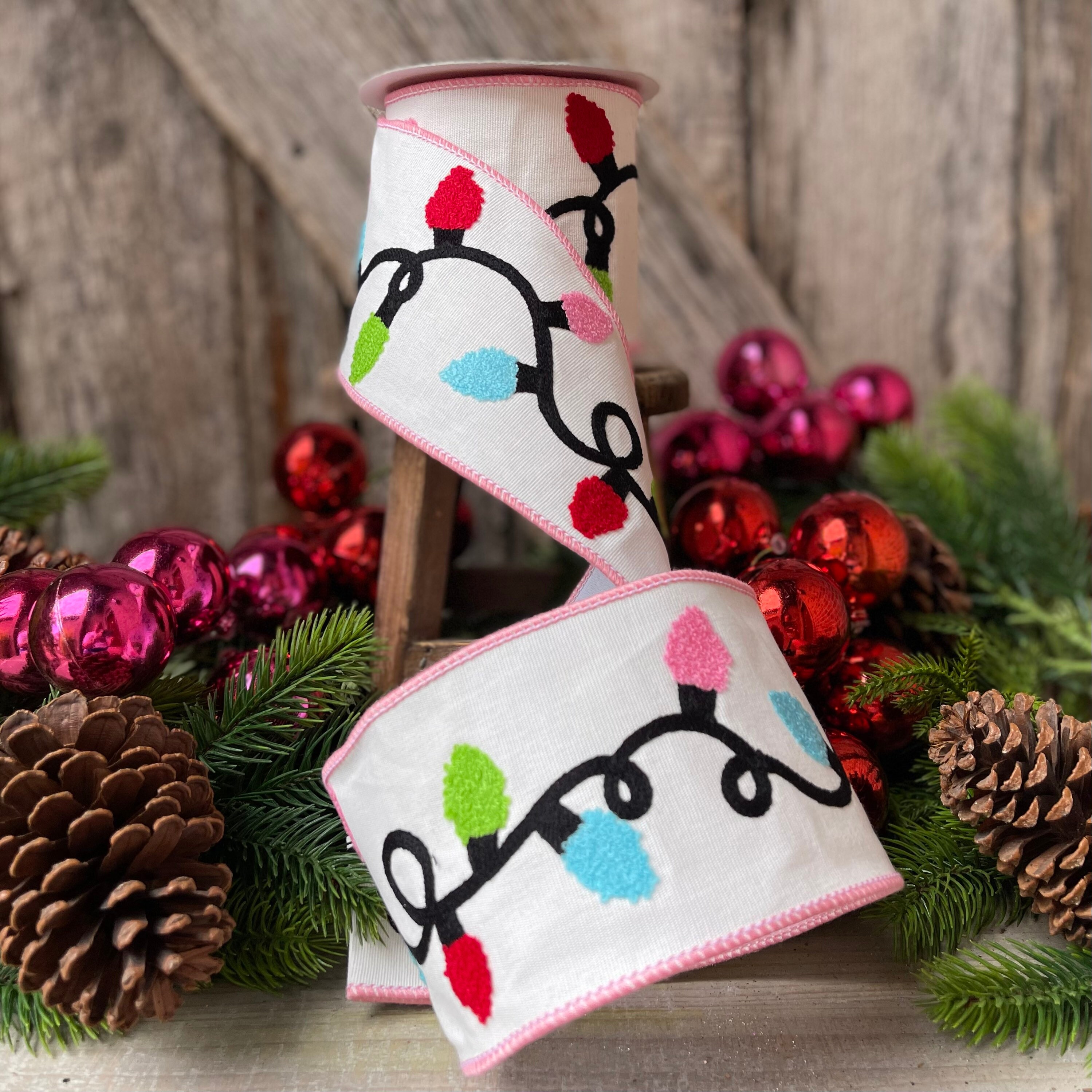 4 Christmas Ribbon, Christmas Lights Ribbon, Christmas wired ribbon ...
