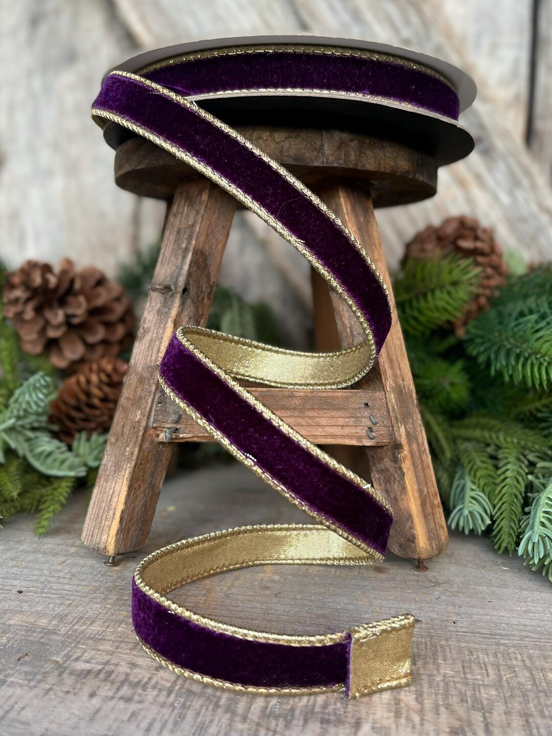 3/4" Purple Flashy Velvet, Farrisilk Ribbon, Wired Ribbon, Purple ...