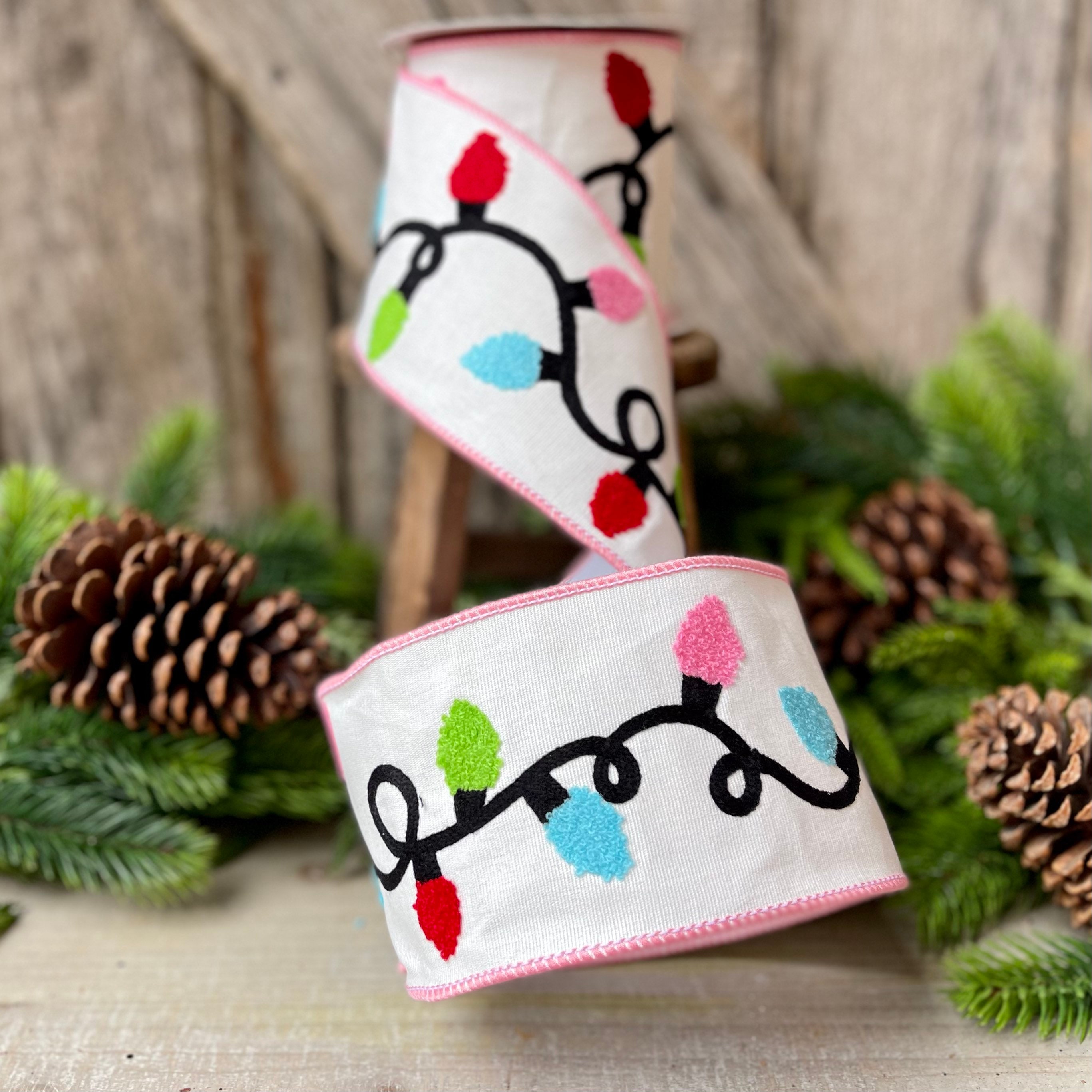 4 Christmas Ribbon, Christmas Lights Ribbon, Christmas wired ribbon ...