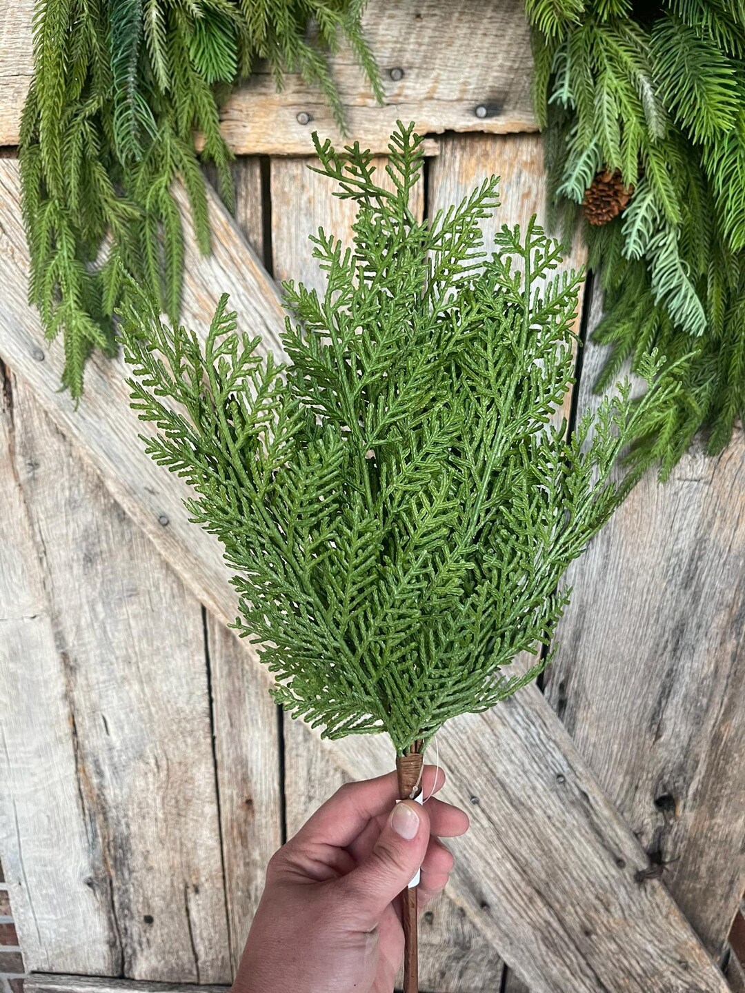 18.5" Cypress Pine Bush, Artificial Pine Bush, Christmas Greenery, Natural Touch Cypress Bush ...