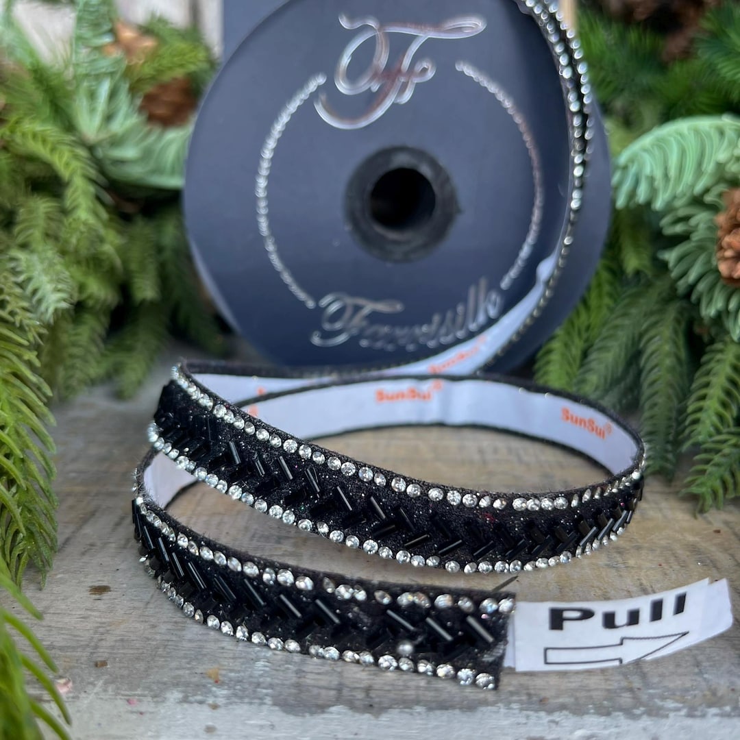 3/4" Black Jewel Ornamate, Farrisilk Stick on Jewels, Black Diamond ...