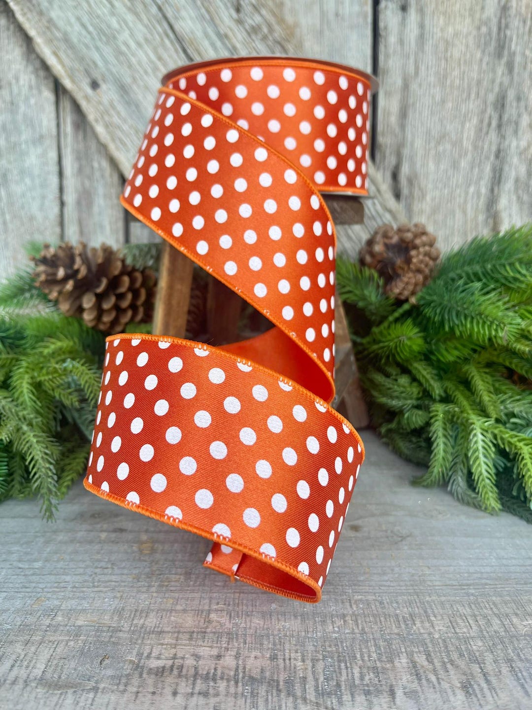 2.5" Orange & White Mini Dots, Farrisilk Ribbon, Polka Dot Ribbon ...