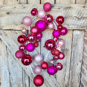 48 Pink Ball Garland, Pinkmas Decor, Pink Christmas Tree, Pink Ornament ...