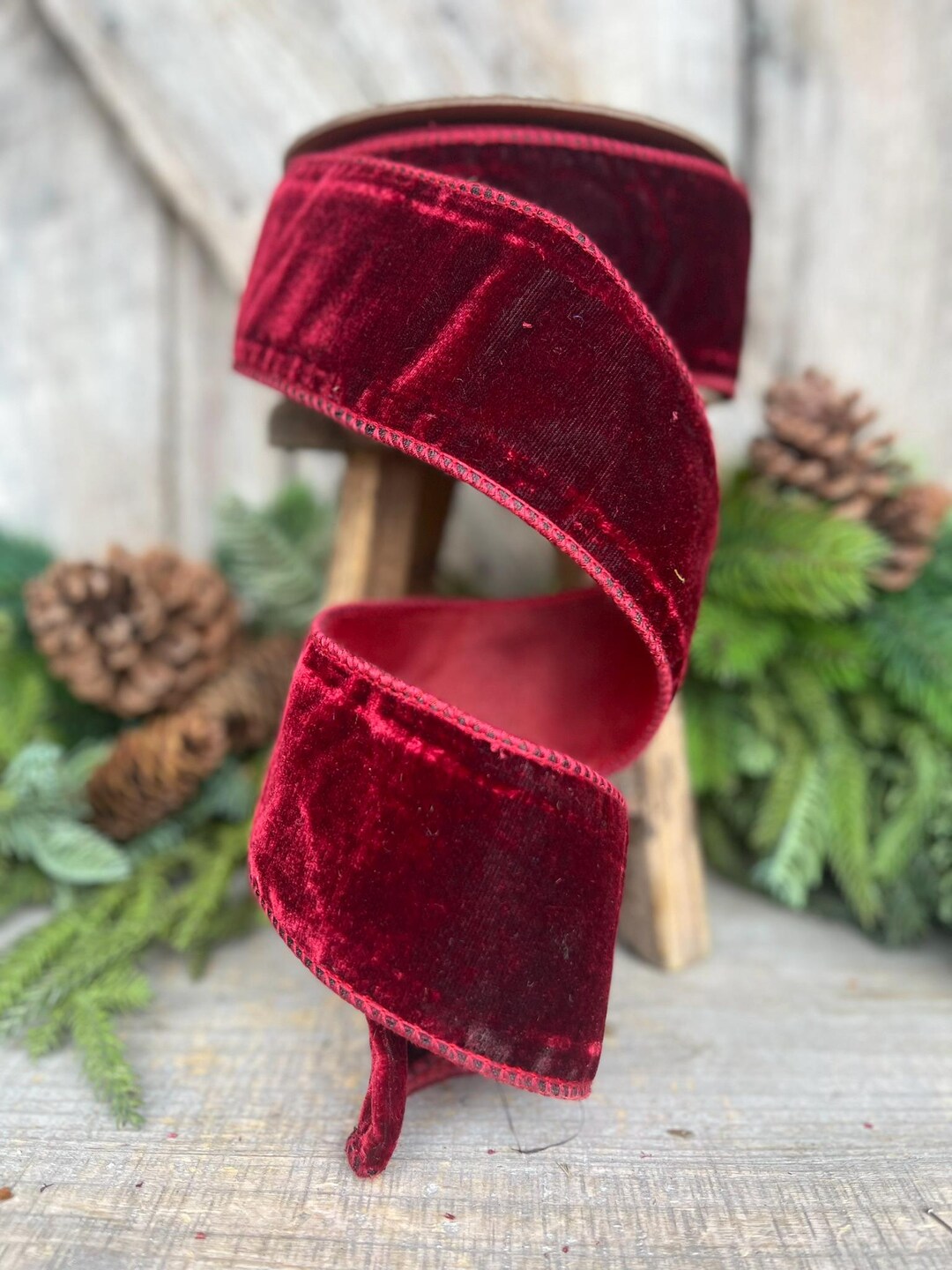 2.5” Burgundy Velvet Ribbon, Maroon Velvet Ribbon, Velvet Ribbon ...