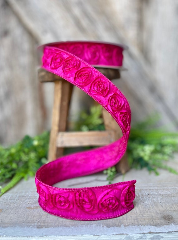 Hot Pink Rosette Ribbon 1.5 Inch Ribbon Fall Ribbon Rosette - Etsy