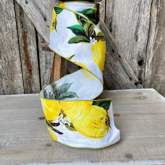 4 Lemon Wired Ribbon for Wreaths Centerpieces and Home | Etsy