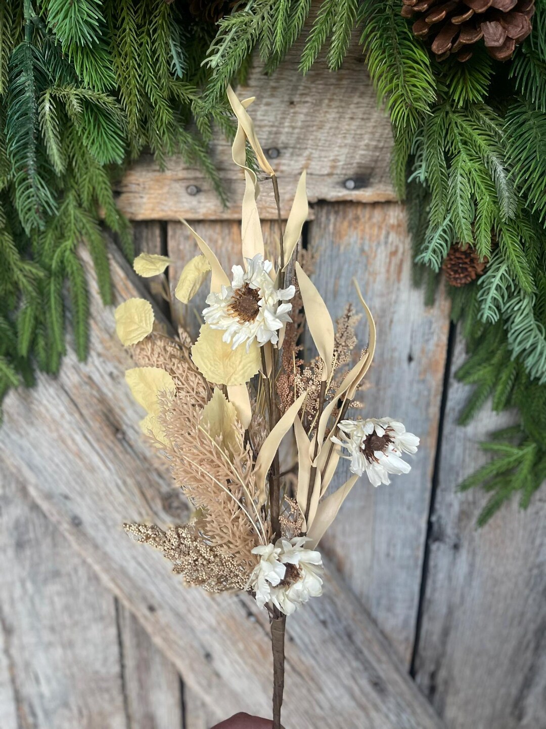 18" Fall Cream Birch Leaf Spray, Fall Greenery Bush, Fall Floral Spray ...