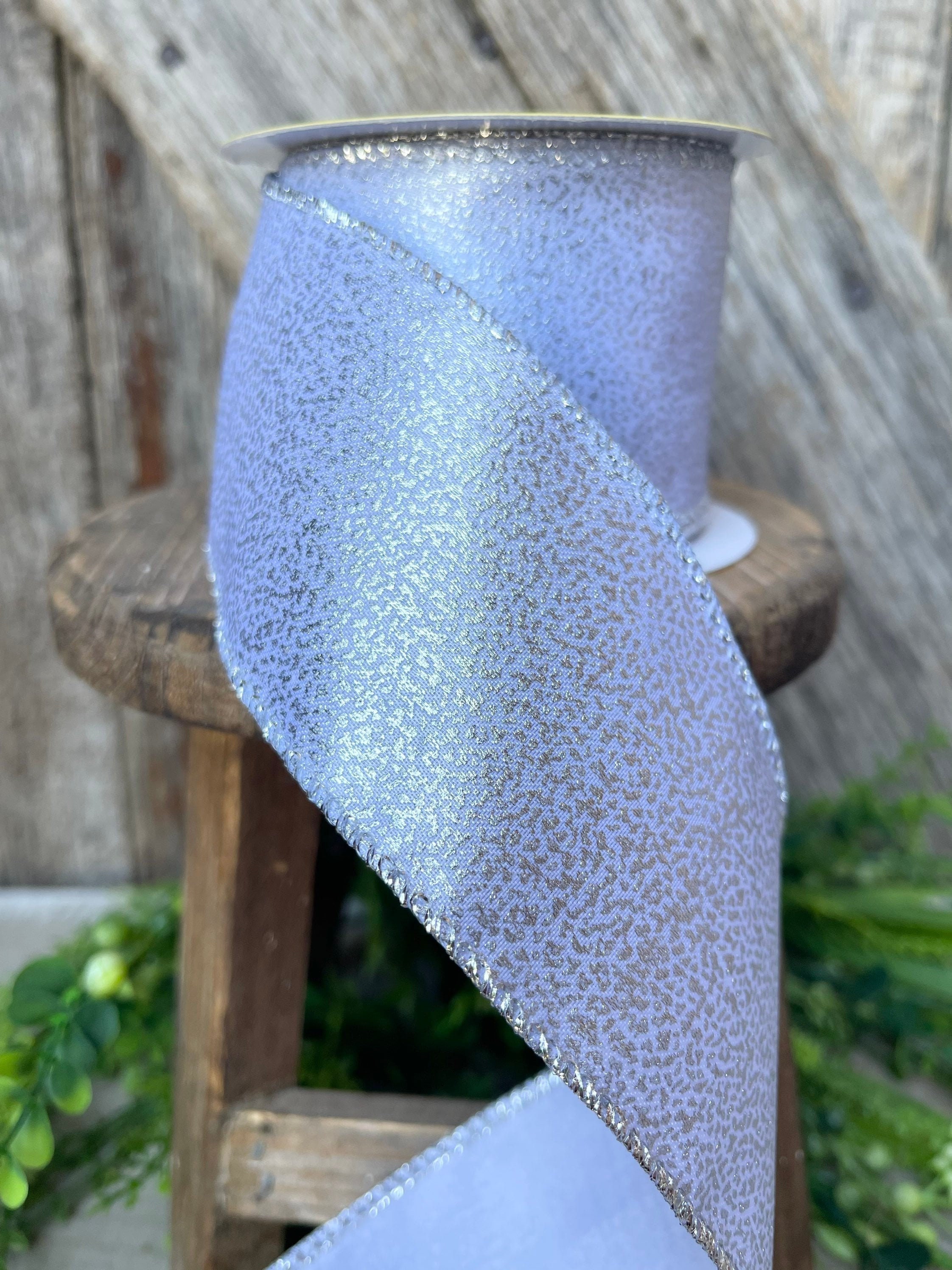 Silver ribbon, silver gold ribbon, metallic ribbon, wreath ribbon ...