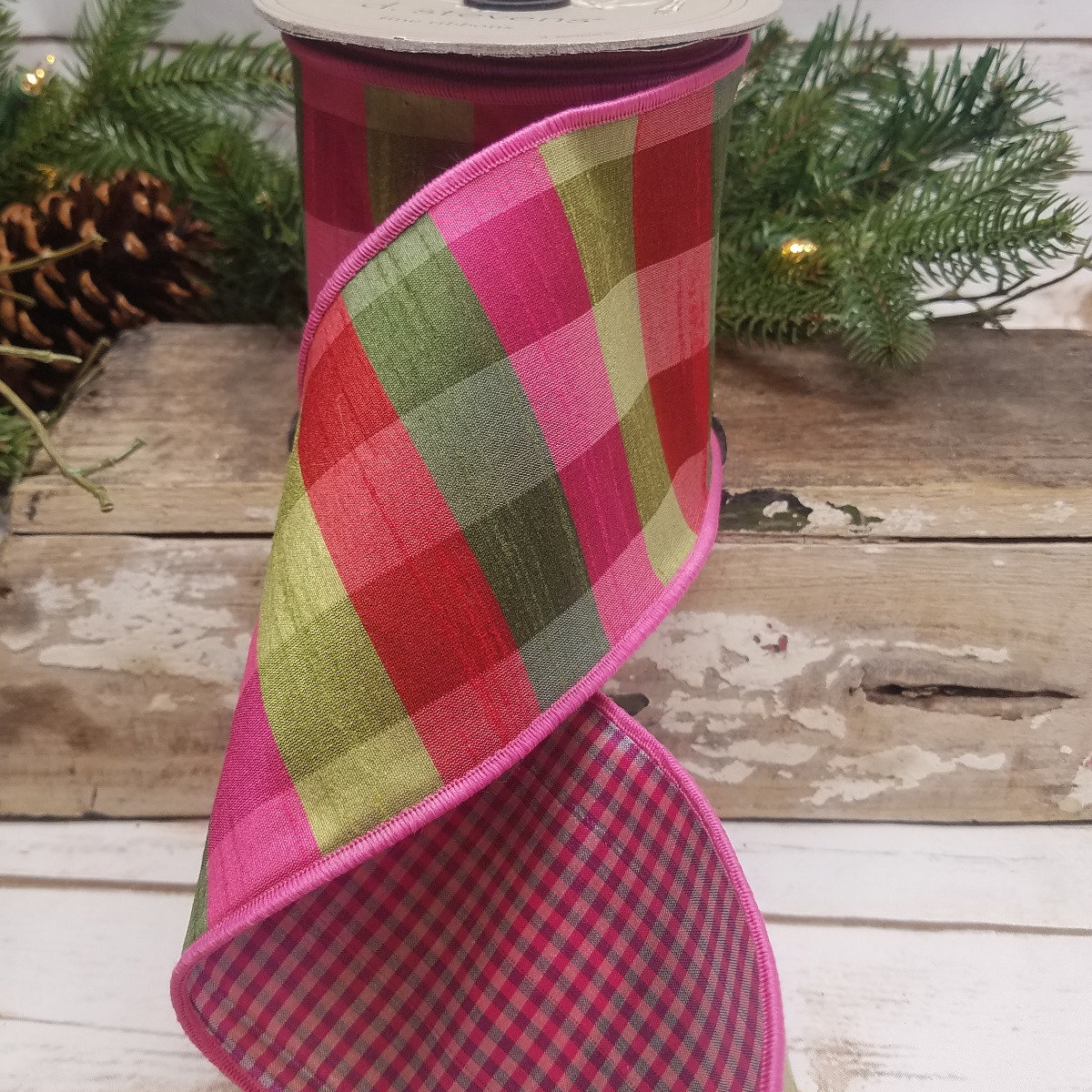 4 Hot Pink Plaid with micro check backing, hot pink and green plaid, d ...