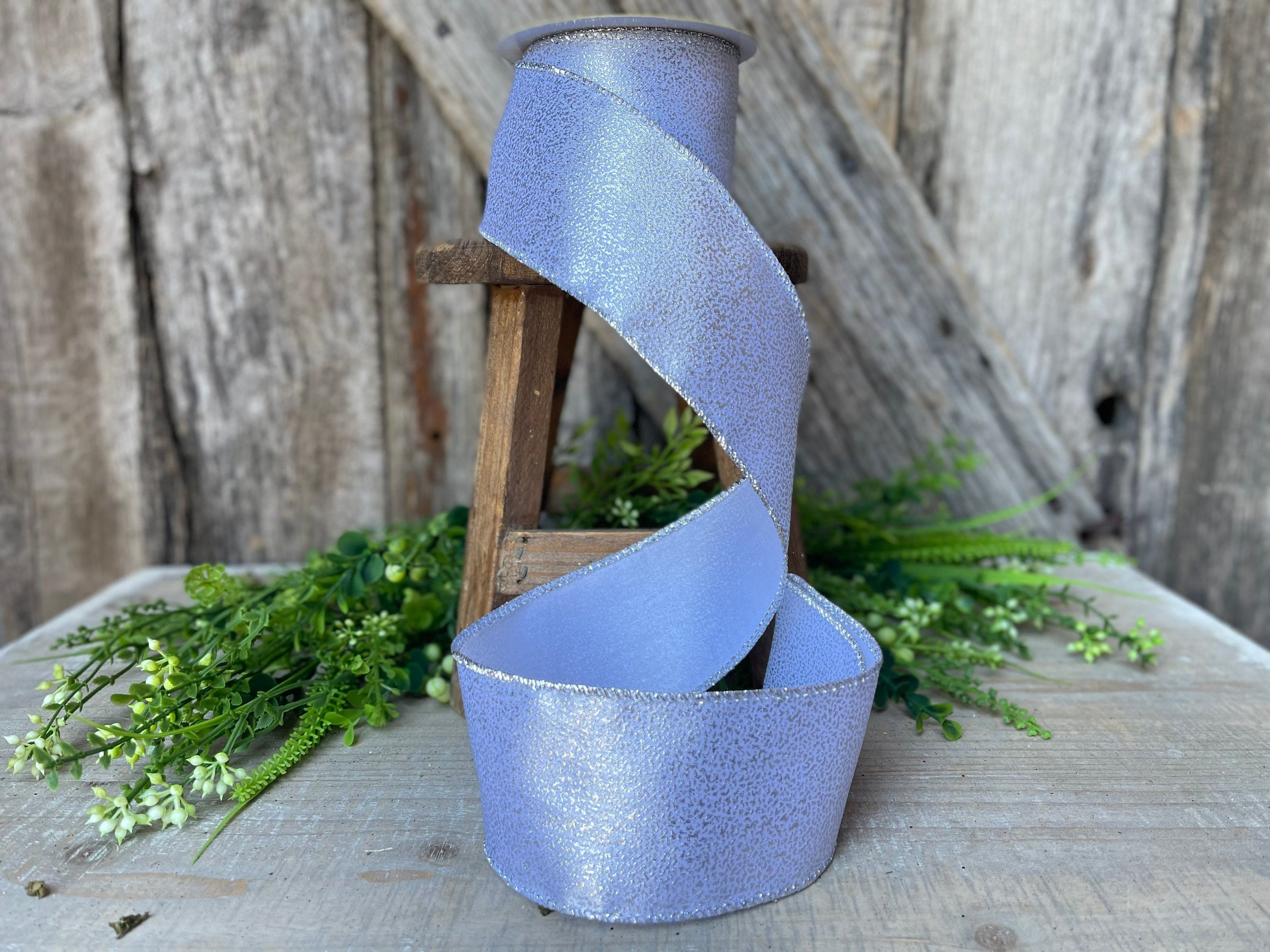 Silver ribbon, silver gold ribbon, metallic ribbon, wreath ribbon ...