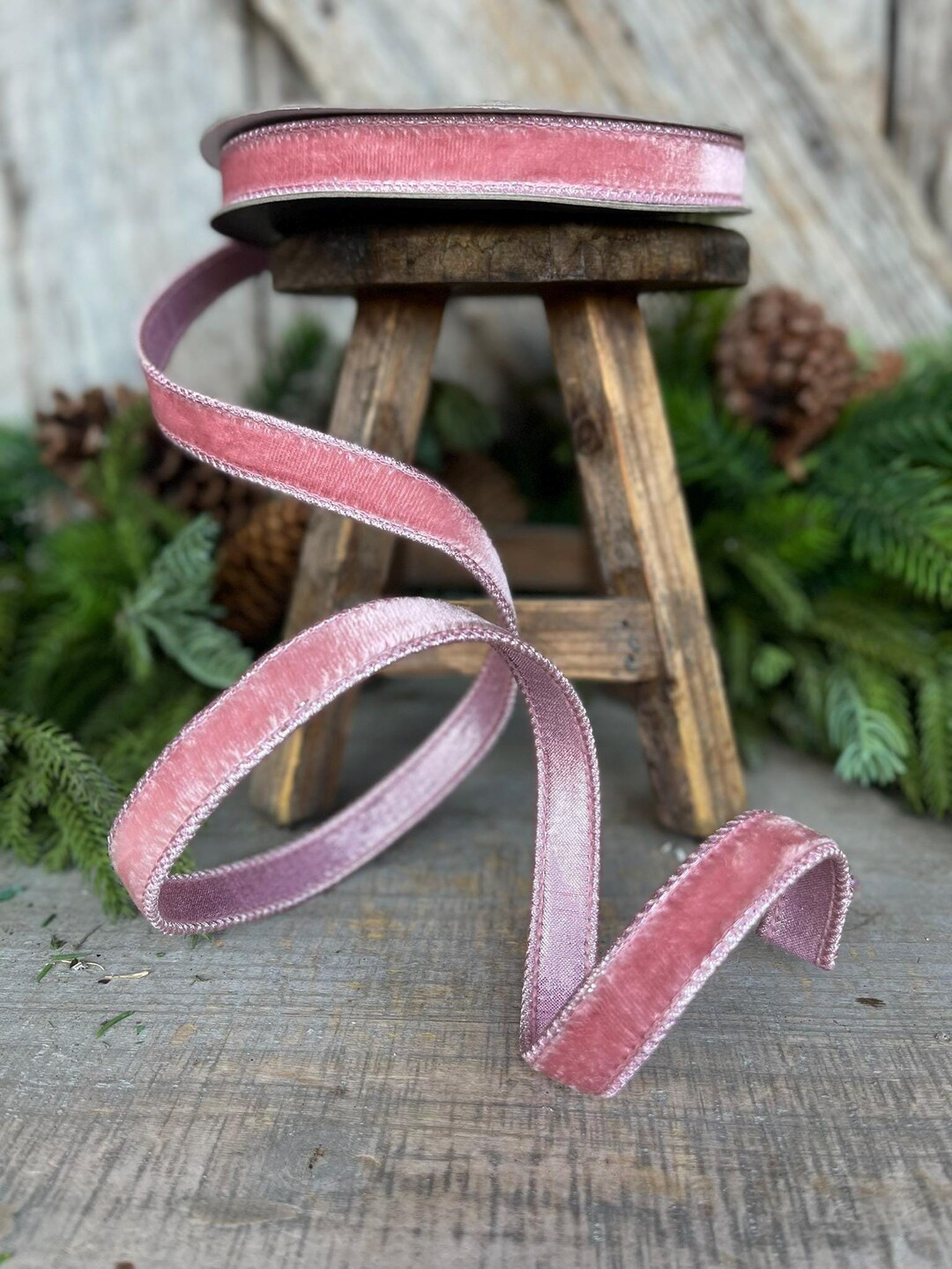 3/4" Pink Velvet Luster Ribbon, Farrisilk, Wired Velvet Ribbon ...