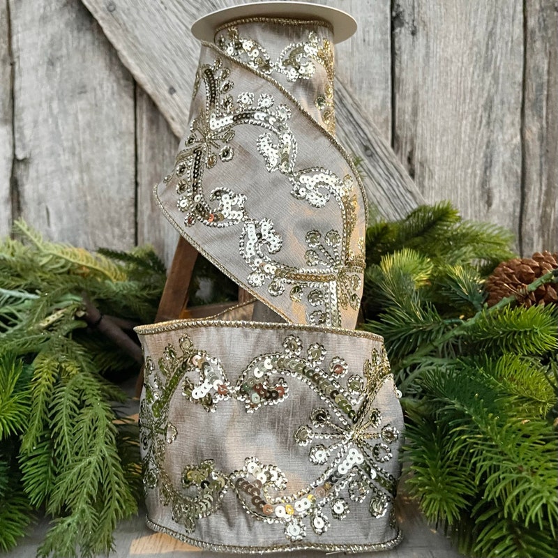 Gold 4 in Christmas Ribbon - Etsy