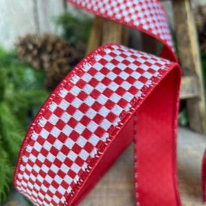 1.5 Red Mini Checks Ribbon, Farrisilk Ribbon, Check Ribbon, Christmas ...