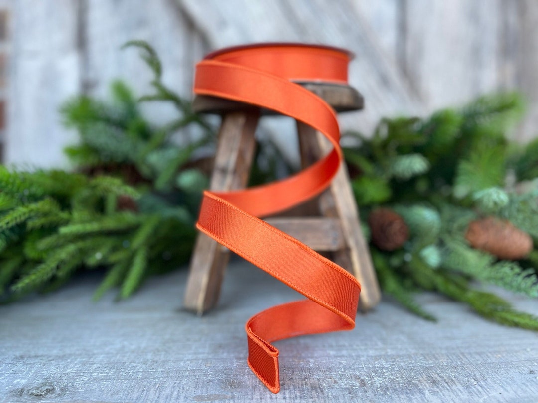 1" Orange Satin Ribbon, Farrisilk Ribbon, Wired Ribbon, Ribbon ...