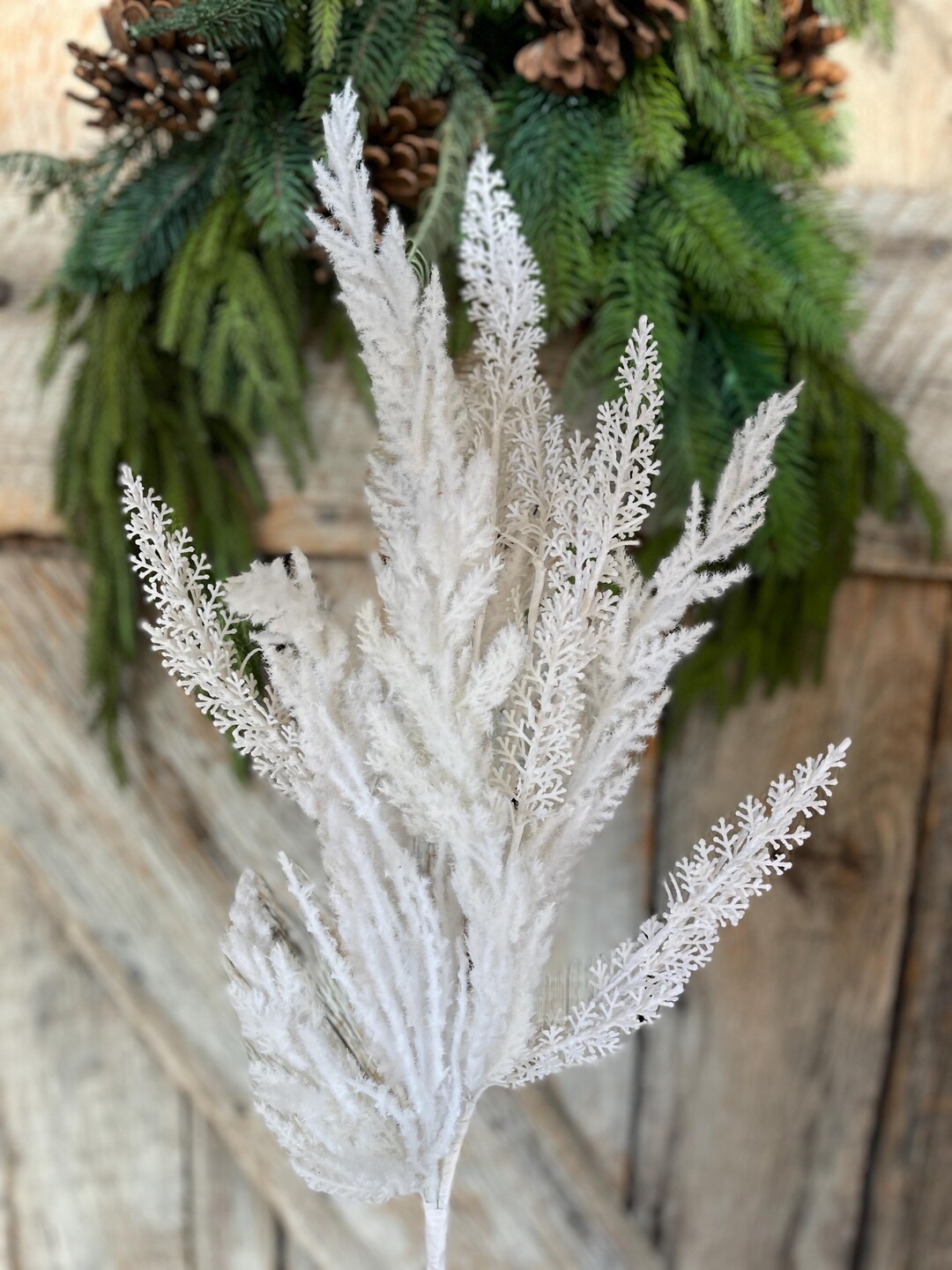 29" White Christmas Bush, White Pampas Spray, White Filler Bush, Filler ...