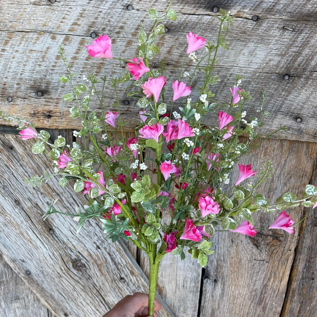 21" Pink Mixed Filler Bush, Linum Floral Filler Spray, Spring Florals ...