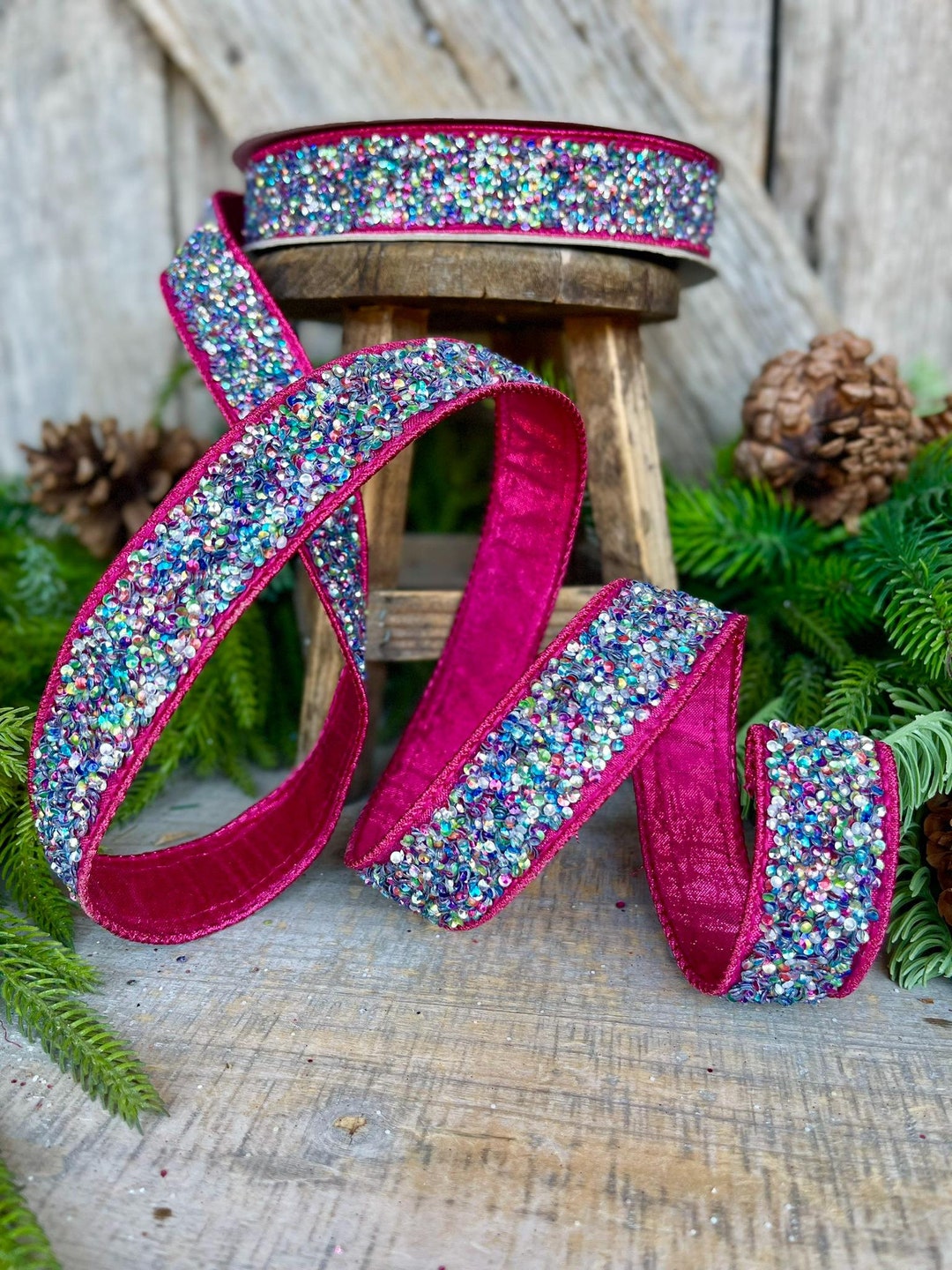 1.5 Sprinkles Ribbon, Farrisilk Ribbon, Beaded Ribbon, Multi Colored ...