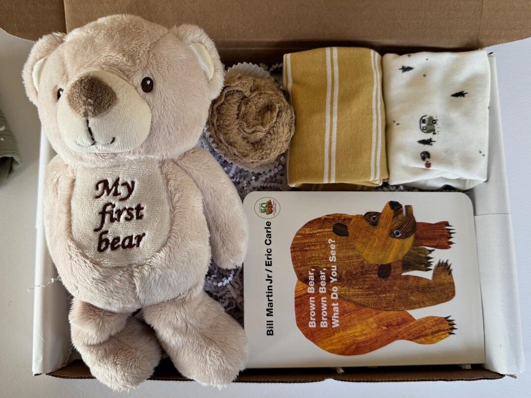 Brown Bear Baby Gift Set, Plush Bear, Bodysuits & Board Book - Etsy