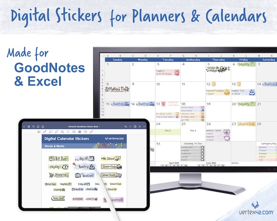 100 Digital Calendar Stickers and Planner Stickers - Etsy